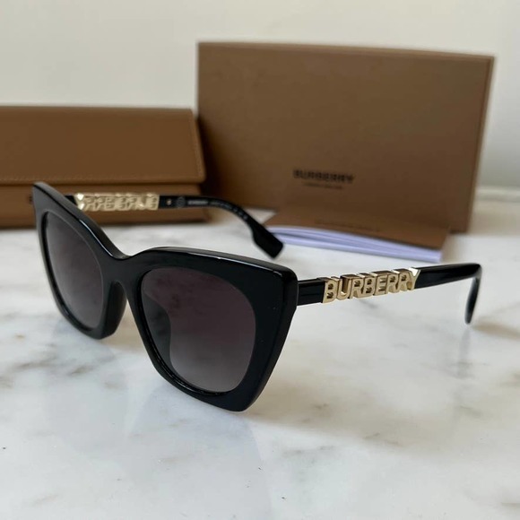 Burberry | Accessories | New Burberry Be4372u Marianne Cat Eye Black Logo Sunglasses | Poshmark